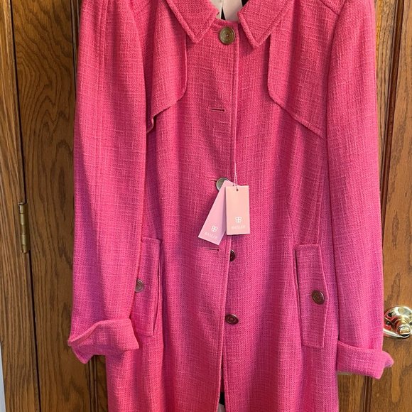 Basler | Jackets & Coats | Nwt Basler Pink Barbiecore Linen Car Coat ...